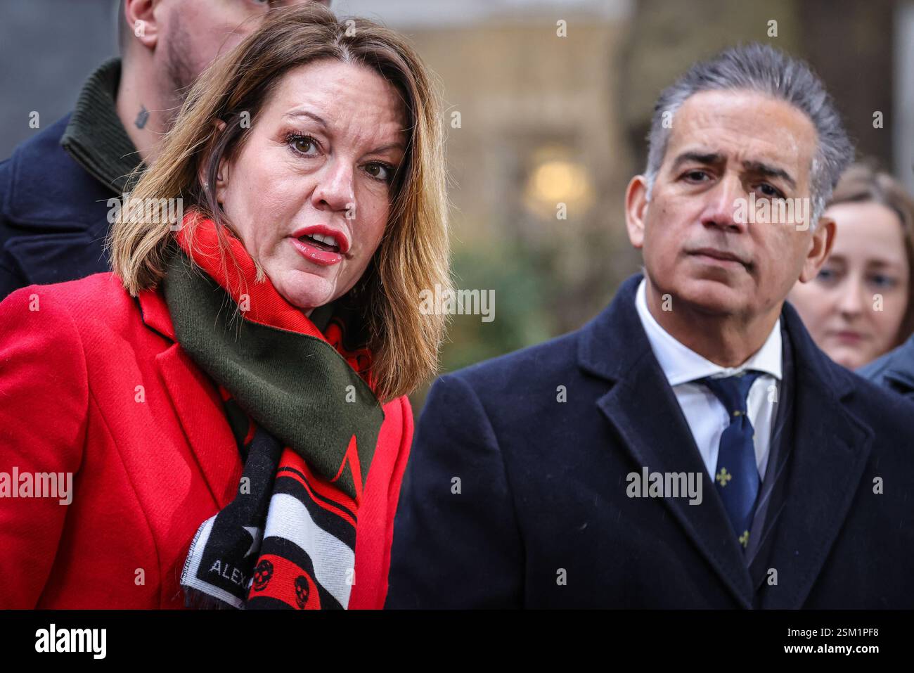 London, UK. 12th Feb 2025. Emma Webber speaks to press, Dr. Sanjoy ...