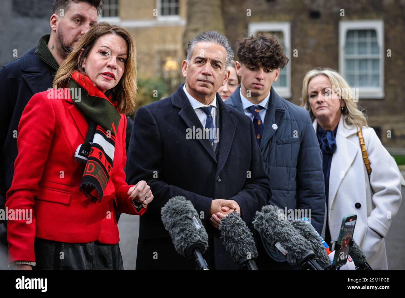 London, UK. 12th Feb 2025. Emma Webber speaks to press, Dr. Sanjoy ...