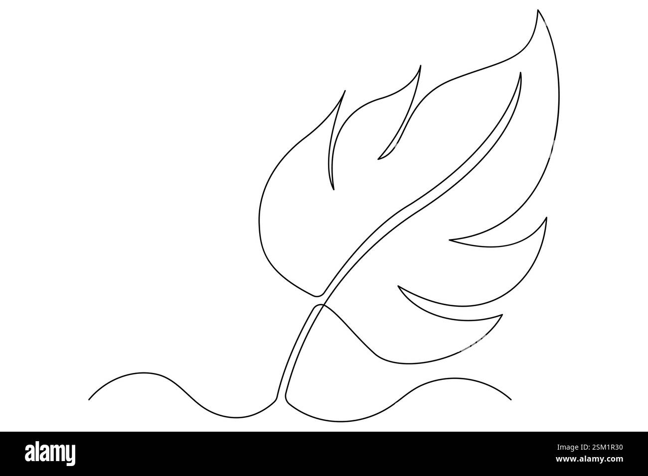 Continuous Line Drawing Of Leaf Single Line Icon outline vector ...