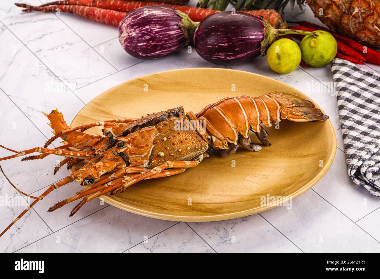 Luxury expensive boiled red spiny lobster Stock Photo - Alamy