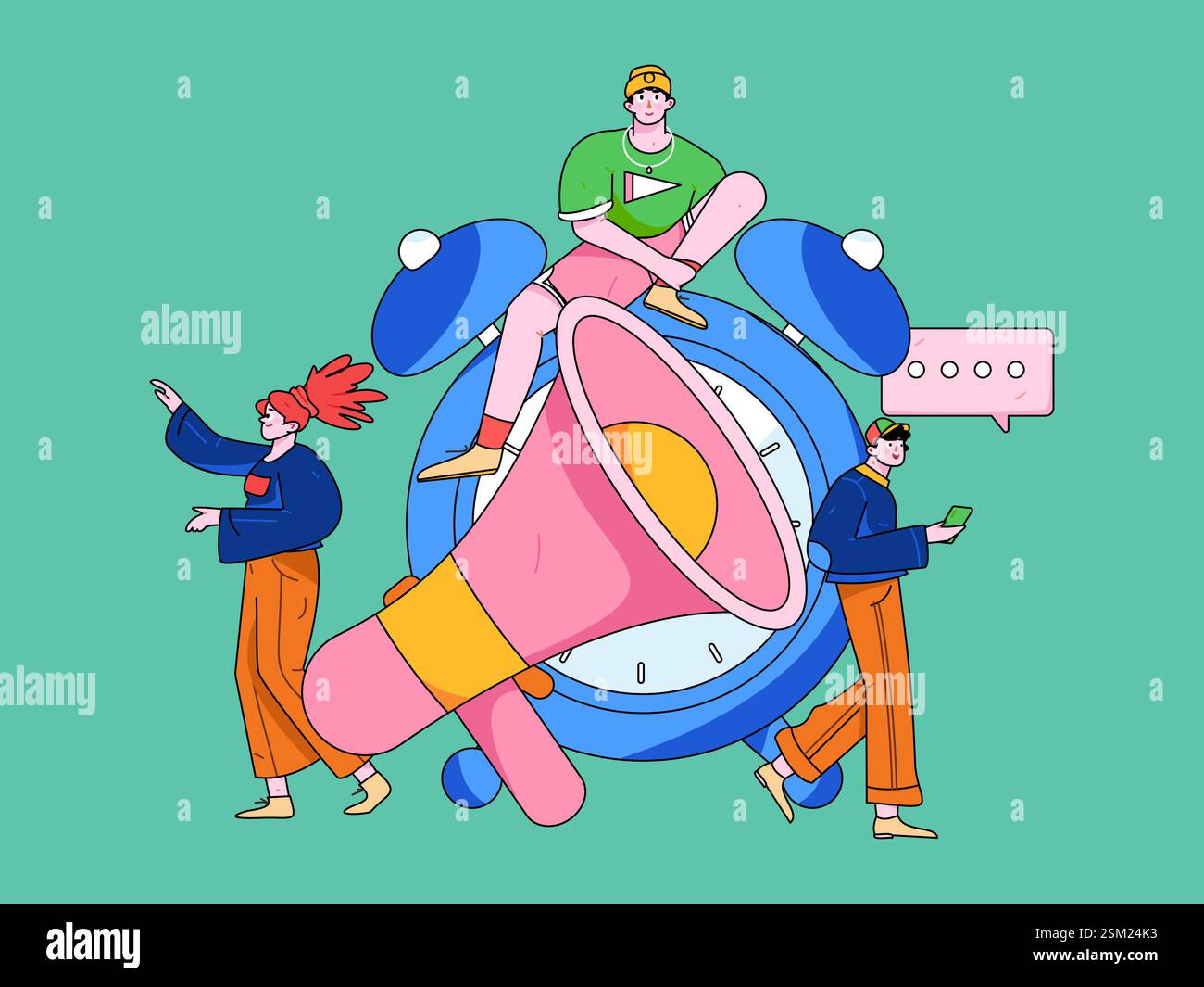 Notification announcement vector creative flat hand drawn illustration ...