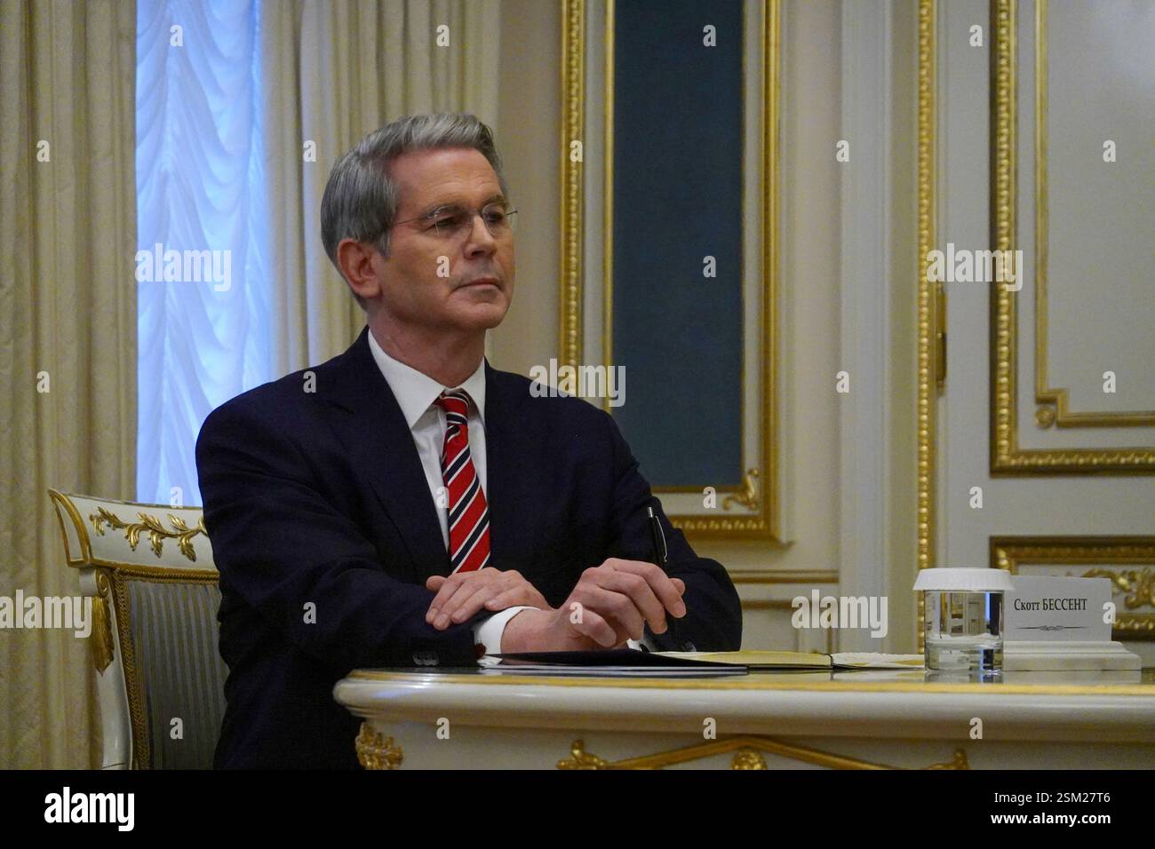 Scott Bessent, U.S. Treasury Secretary, and Ukraine's President Volodymyr Zelenskyy, not ...