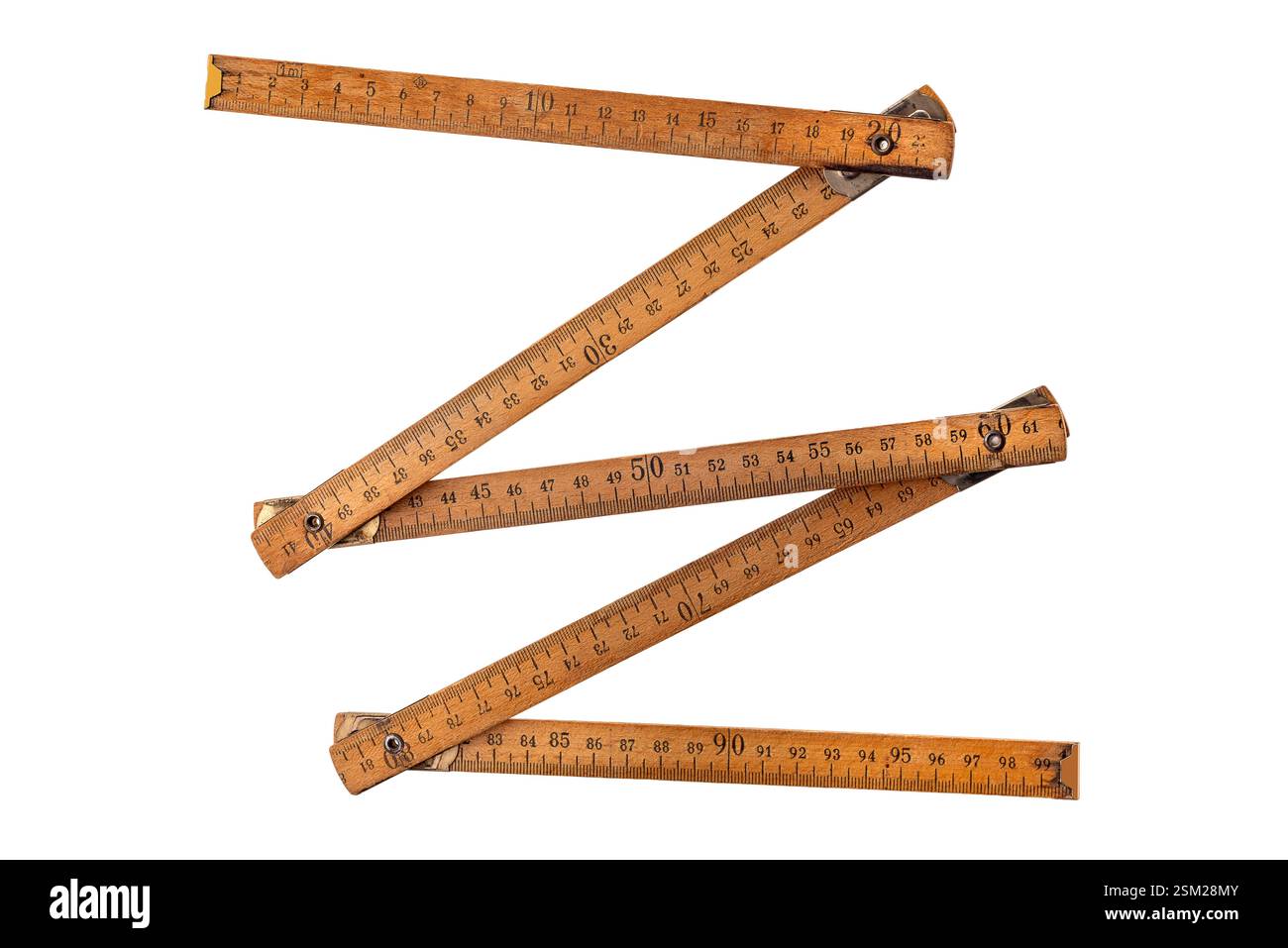 Carpentry folding wooden ruler isolated on white with clipping path ...