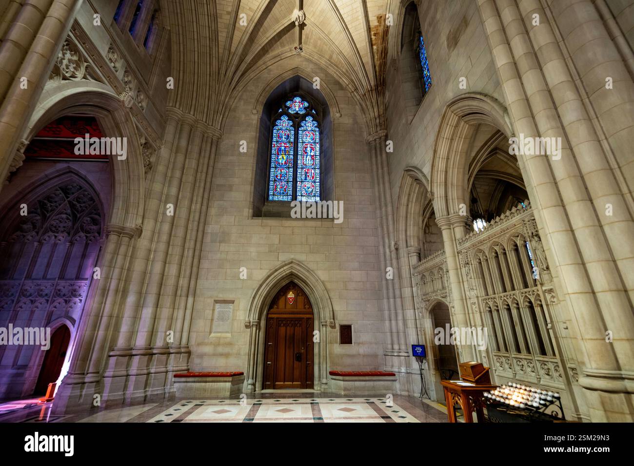 Blind Gothic arched wall at the National Cathedral in Washington, D.C ...