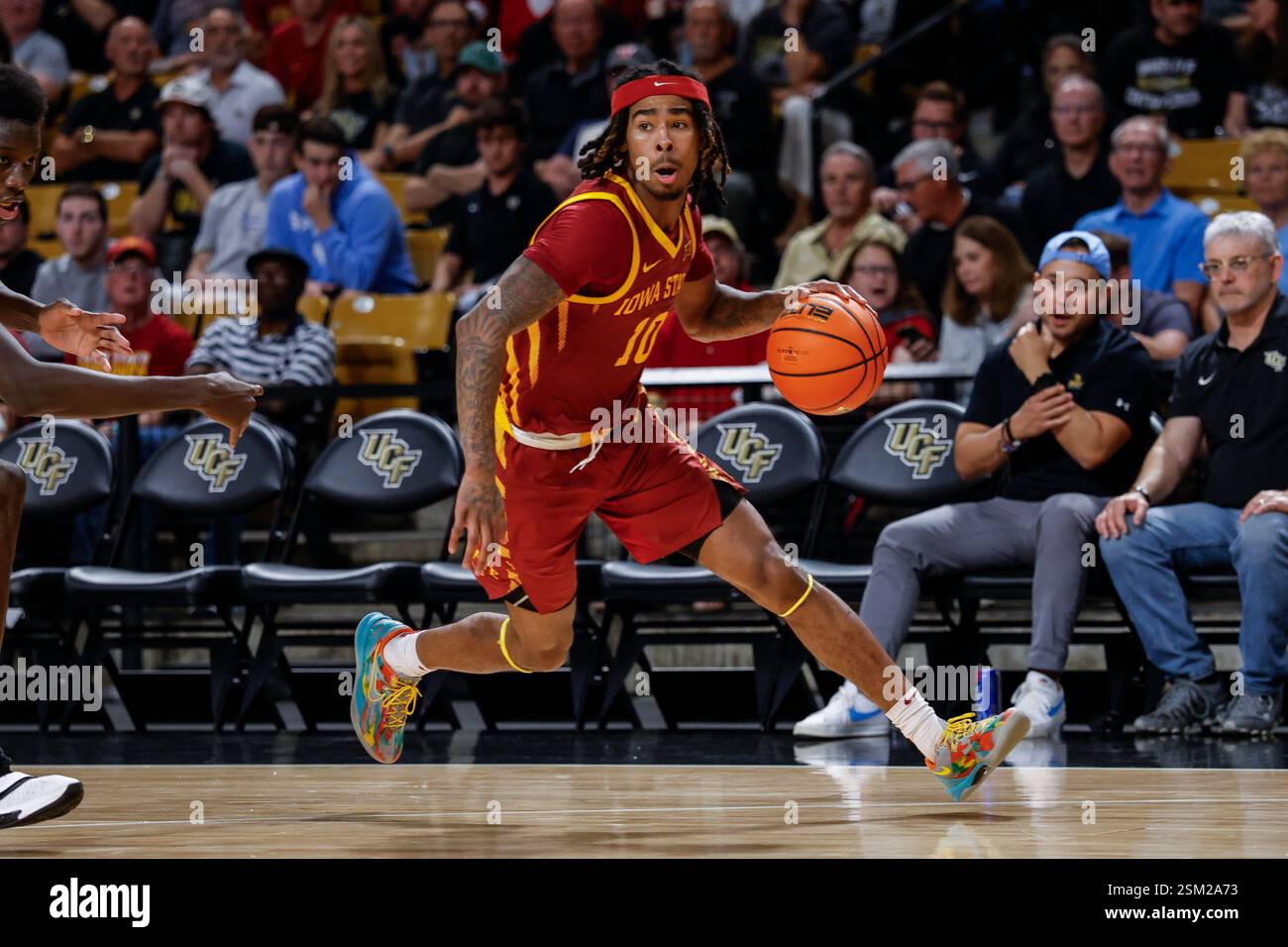 Iowa State guard Keshon Gilbert (10) dives against Central Florida ...