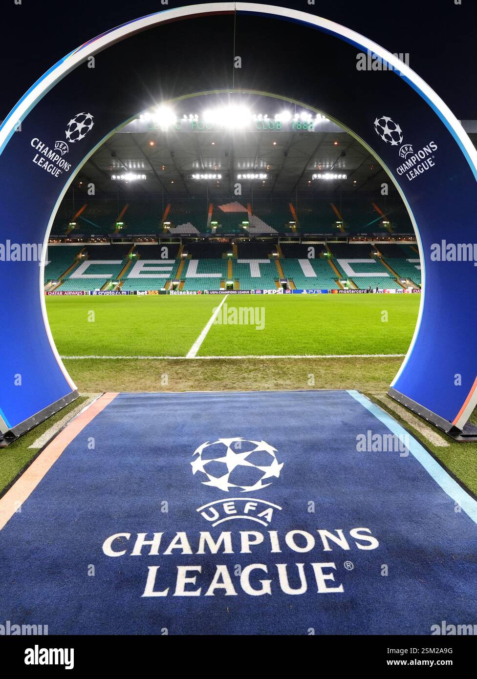 A view of the entrance arch leading to the pitch before the UEFA ...