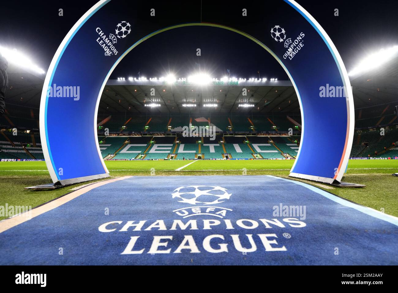 A view of the entrance arch leading to the pitch before the UEFA ...