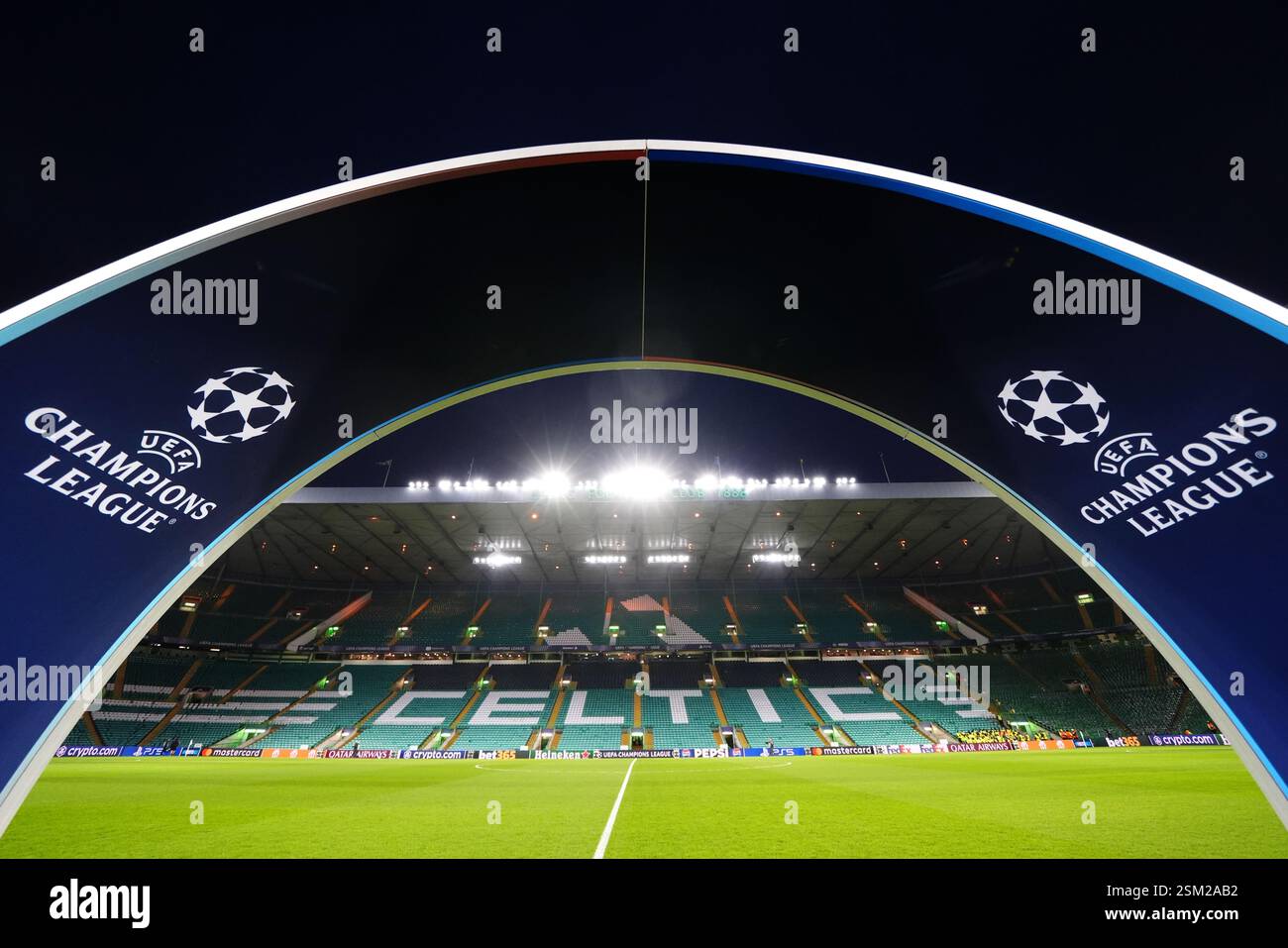 A view of the entrance arch leading to the pitch before the UEFA ...