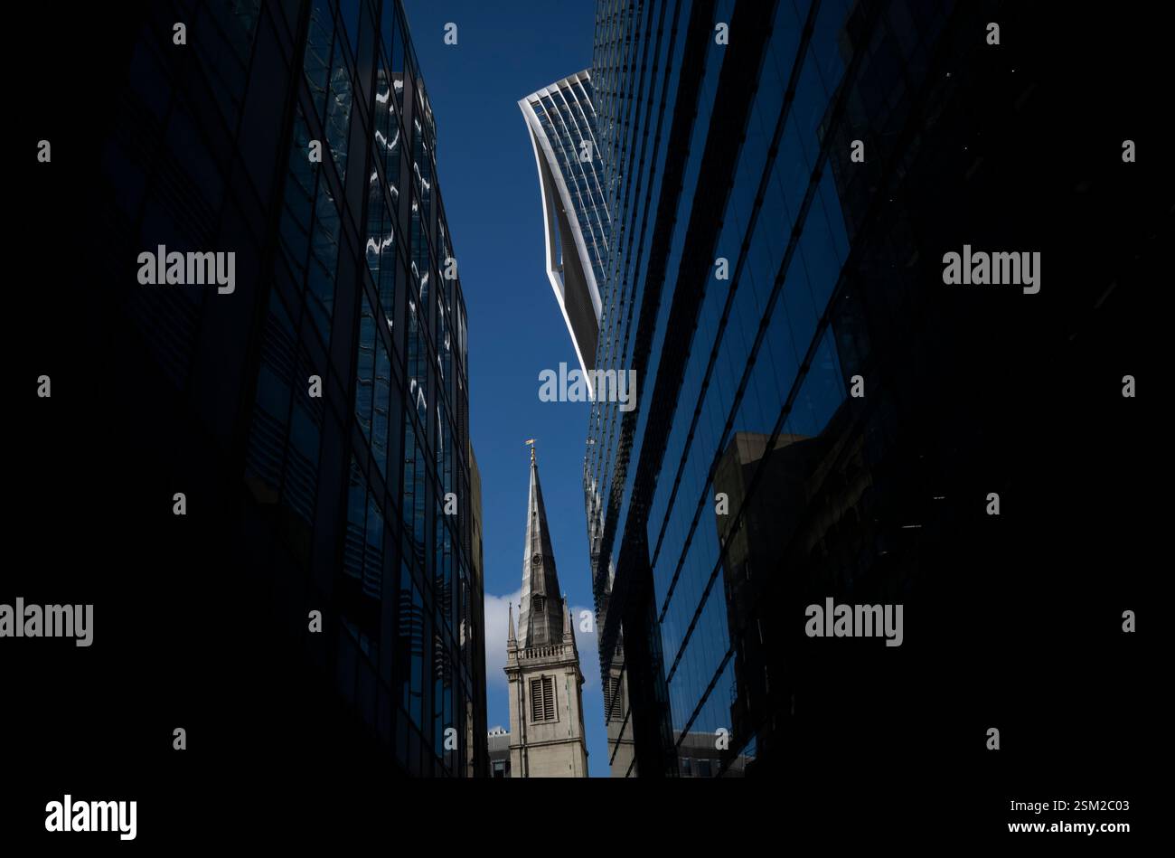 St Margaret Patten Church seen in the distance amongst city offices ...
