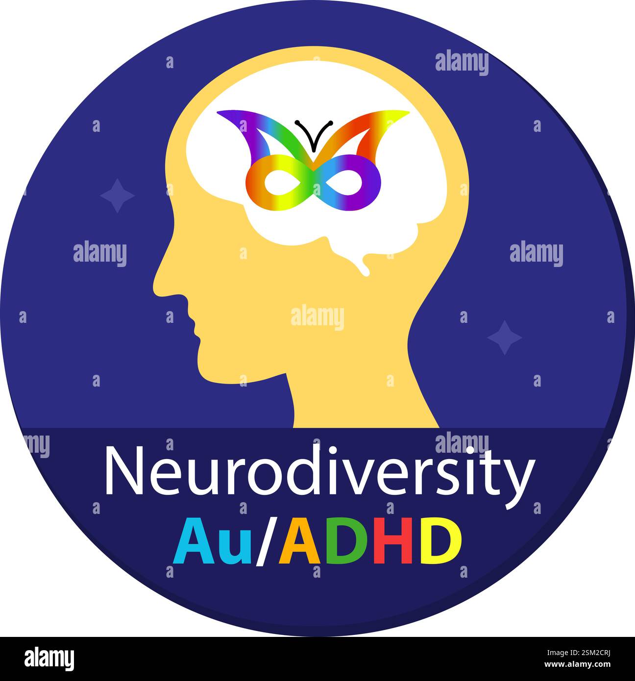 Neurodiversity AuADHD symbol. Rainbow gradient butterfly in the shape ...