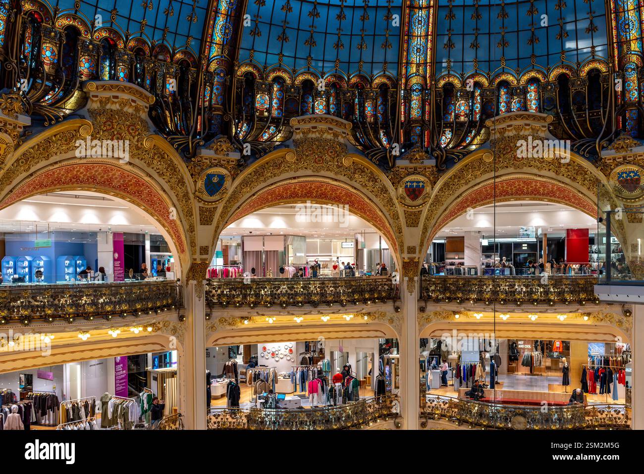 Beautiful interior of the famous department store Galeries Lafayette in ...