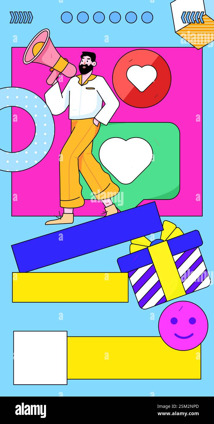 Notification announcement vector creative flat hand drawn illustration ...