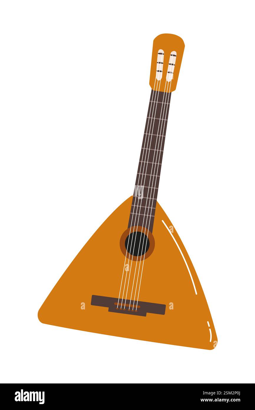 A balalaika with a triangular body and three strings is showcased ...