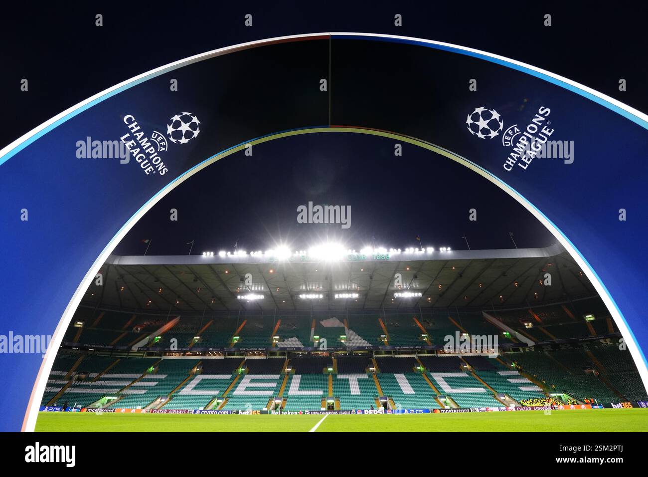 A view of the entrance arch leading to the pitch before the UEFA ...