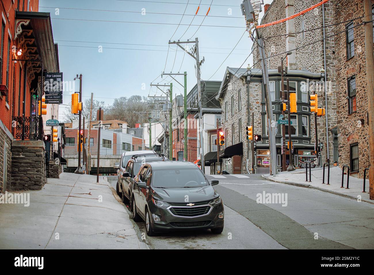 Cityscape of the Manayunk neighborhood in Philadelphia, Pennsylvania ...