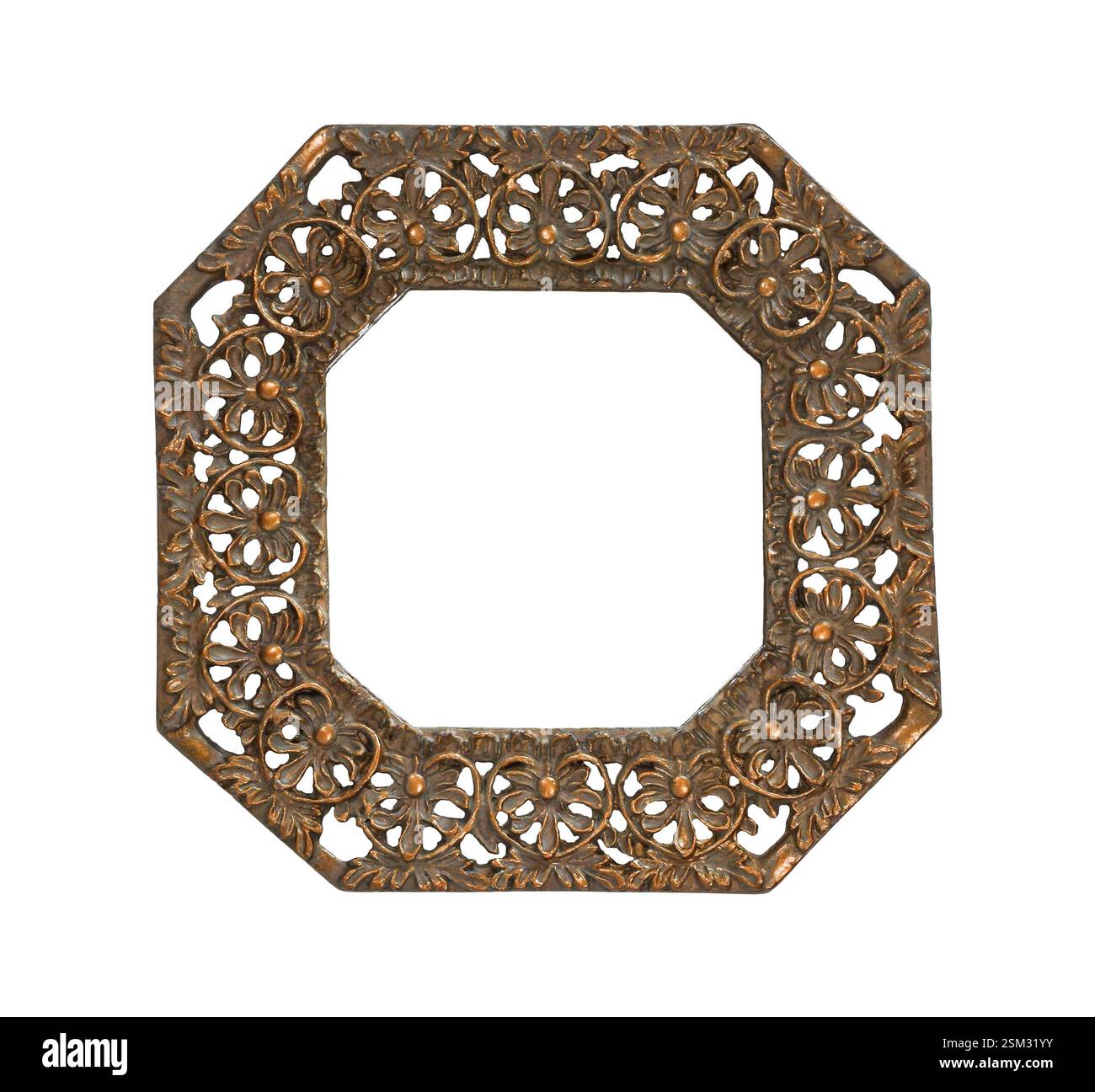 Metal brass octagon antique picture frame isolated cutout Stock Photo ...