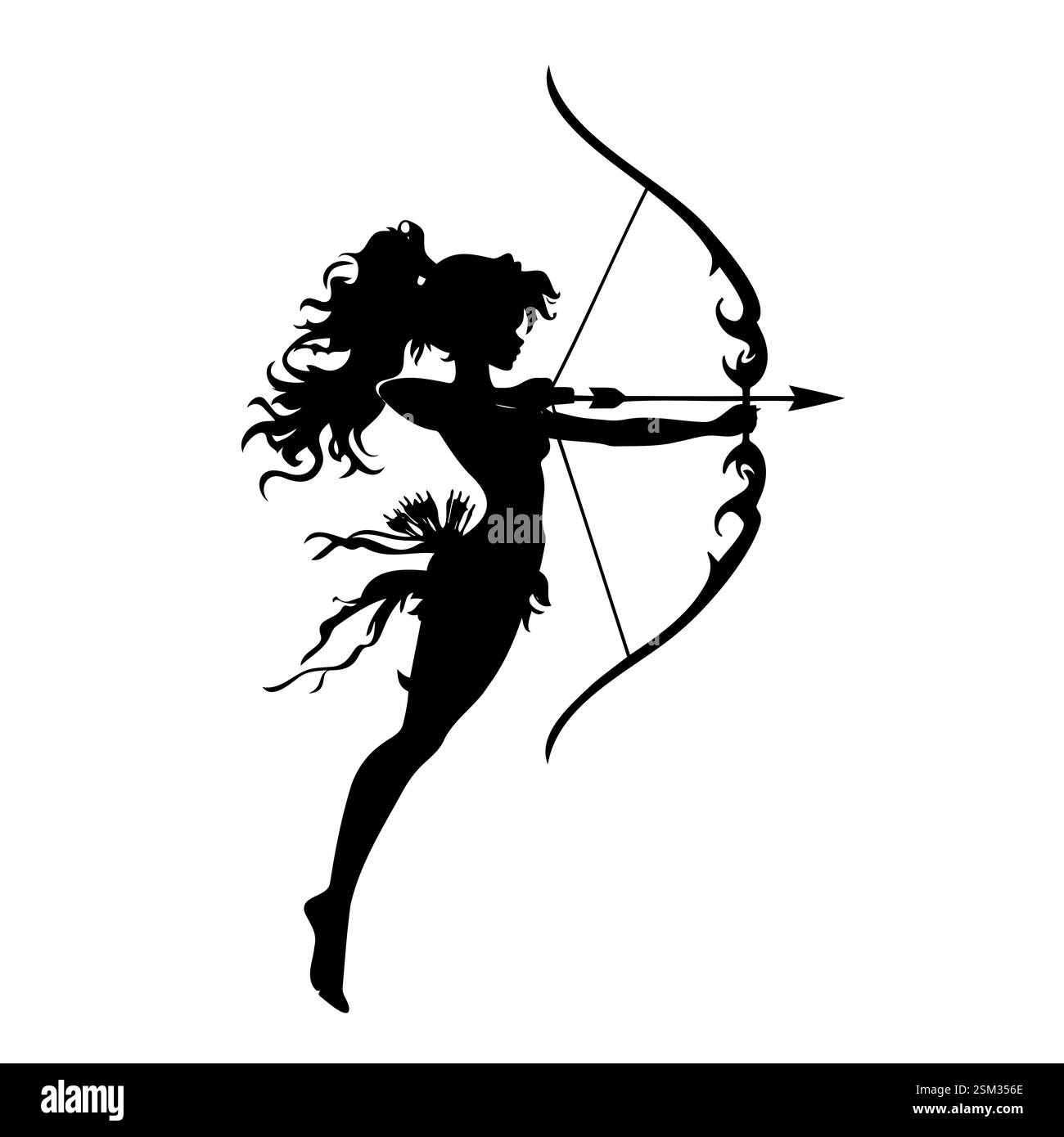 Silhouette of a female archer drawing a bow Stock Vector Image & Art - Alamy