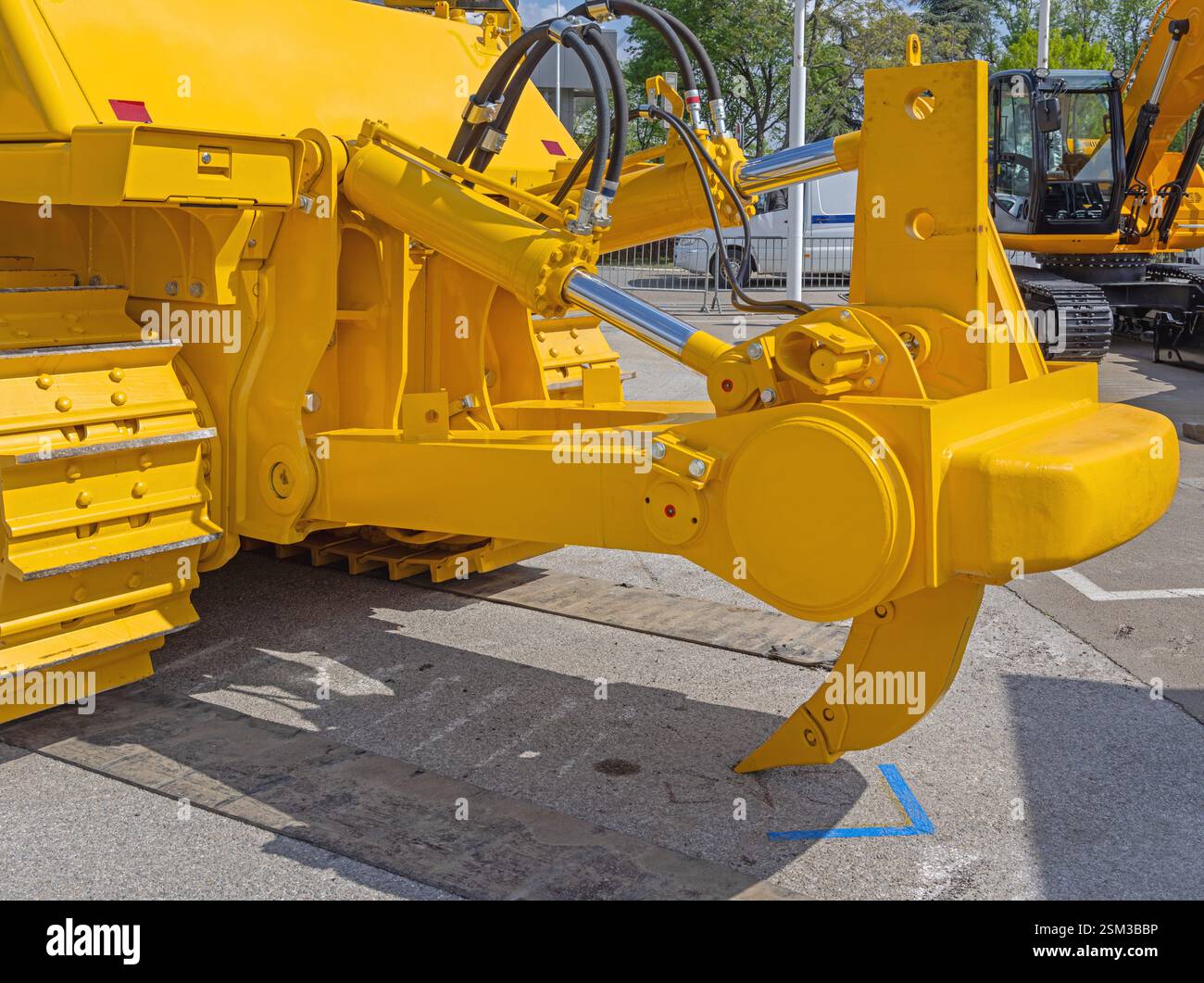 Yellow Bulldozer With Single Ripper Rear Attachement at Construction ...