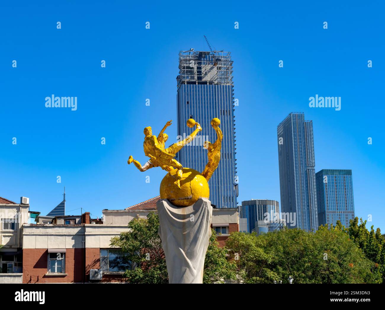 Colorful Golden Soccer Statue Five Great Avenues Western Residential ...