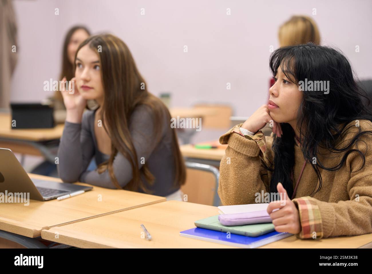University students listening attentively to lecture in classroom Stock ...