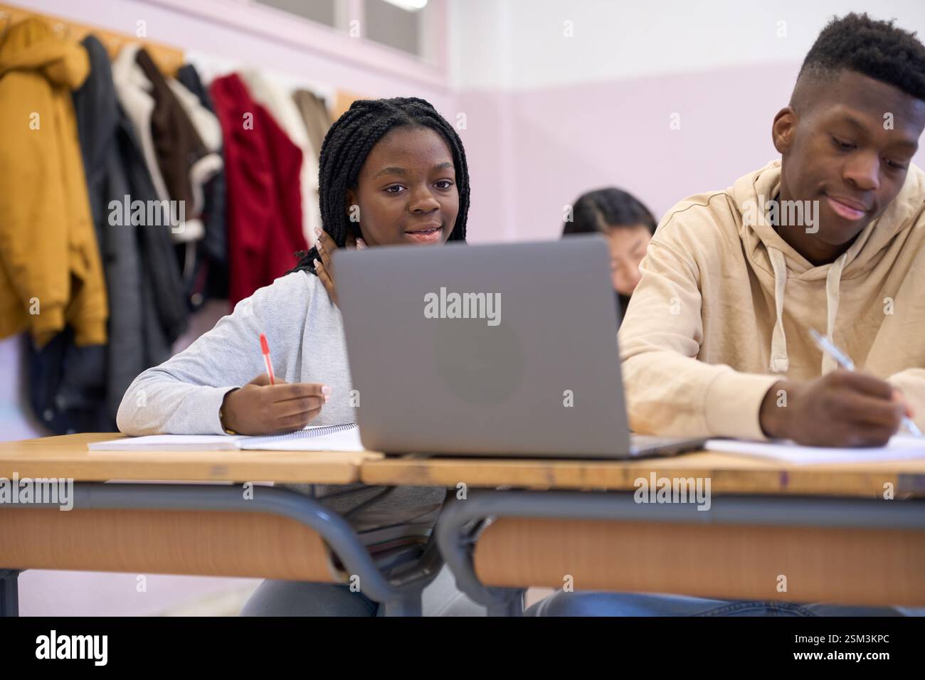 Students studying and learning together in institute classroom Stock ...