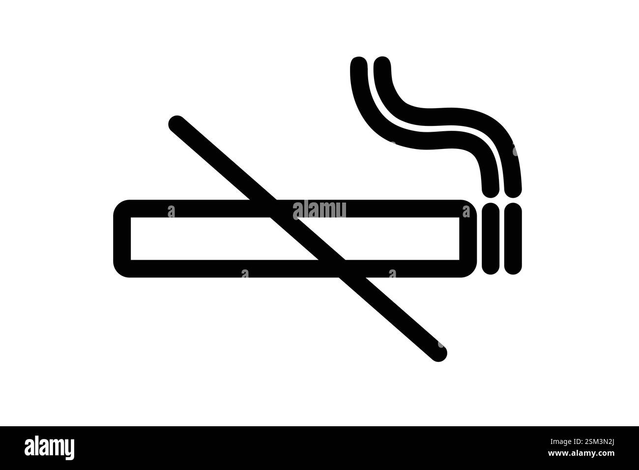 Black and white no smoking symbol featuring a crossed-out lit cigarette, representing smoking ...