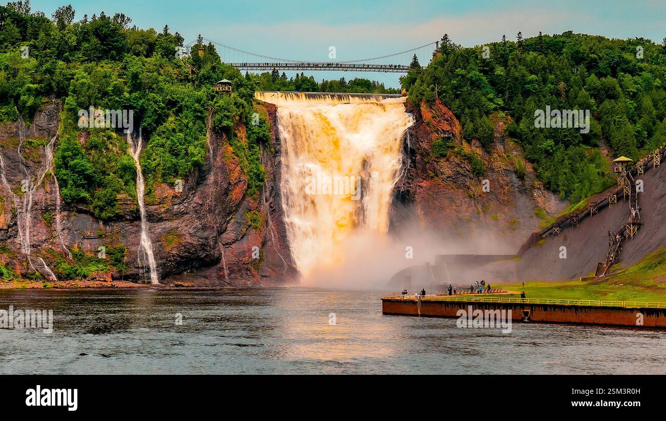 Montmorency Falls in Quebec, Canada, cascades from a height of 83m ...