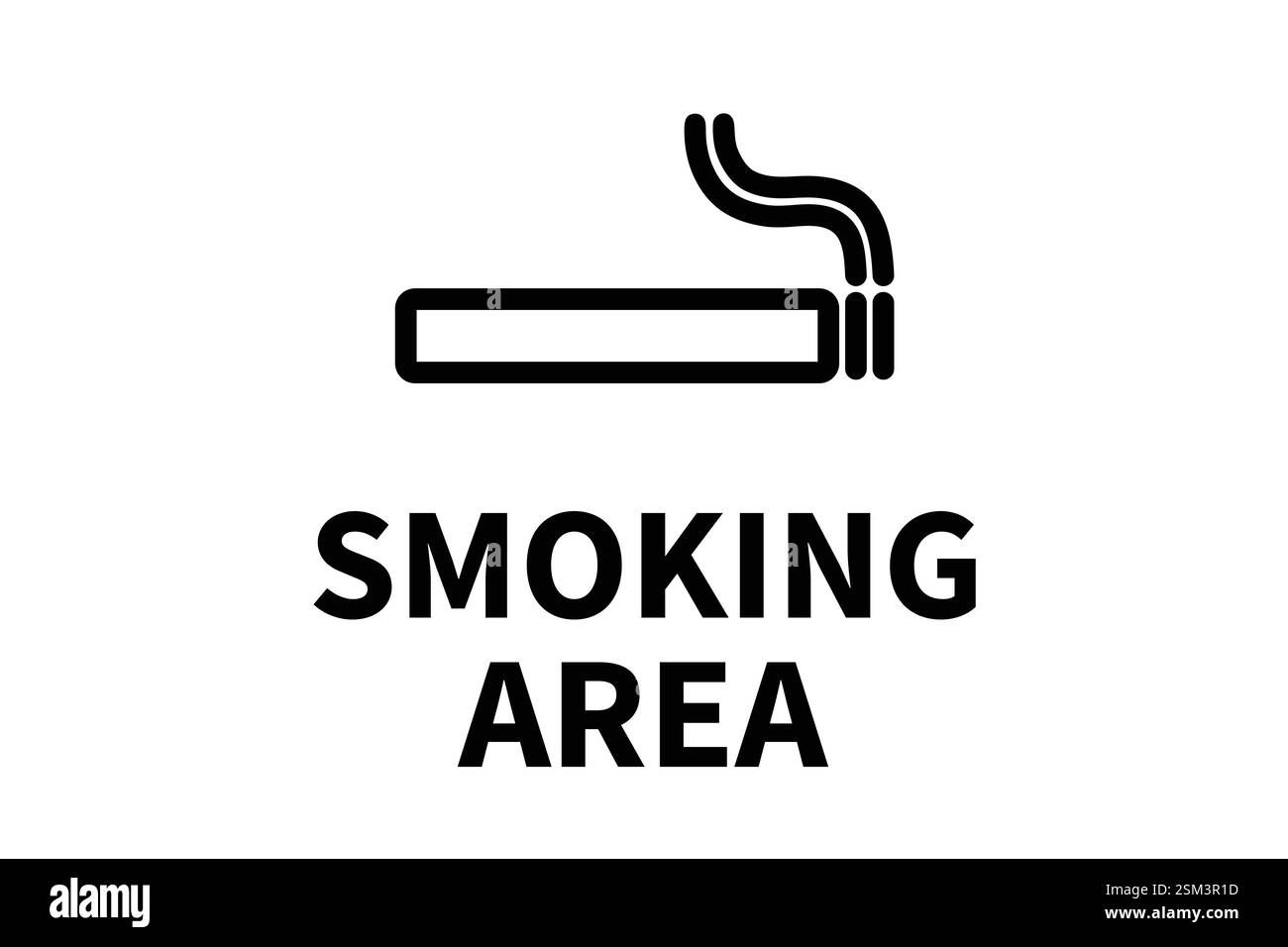 Black and white smoking area sign featuring a lit cigarette icon ...