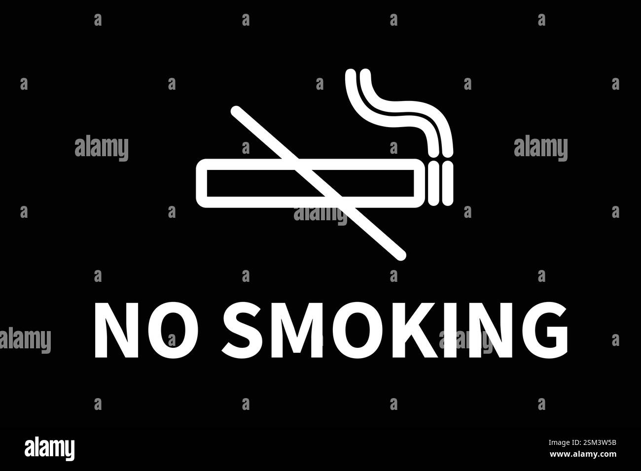 White no smoking sign featuring a crossed-out cigarette icon on a black ...
