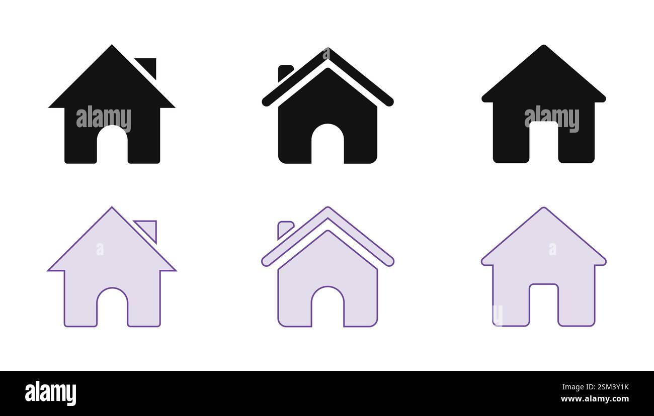Simple monochrome house icon set Stock Vector Image & Art - Alamy