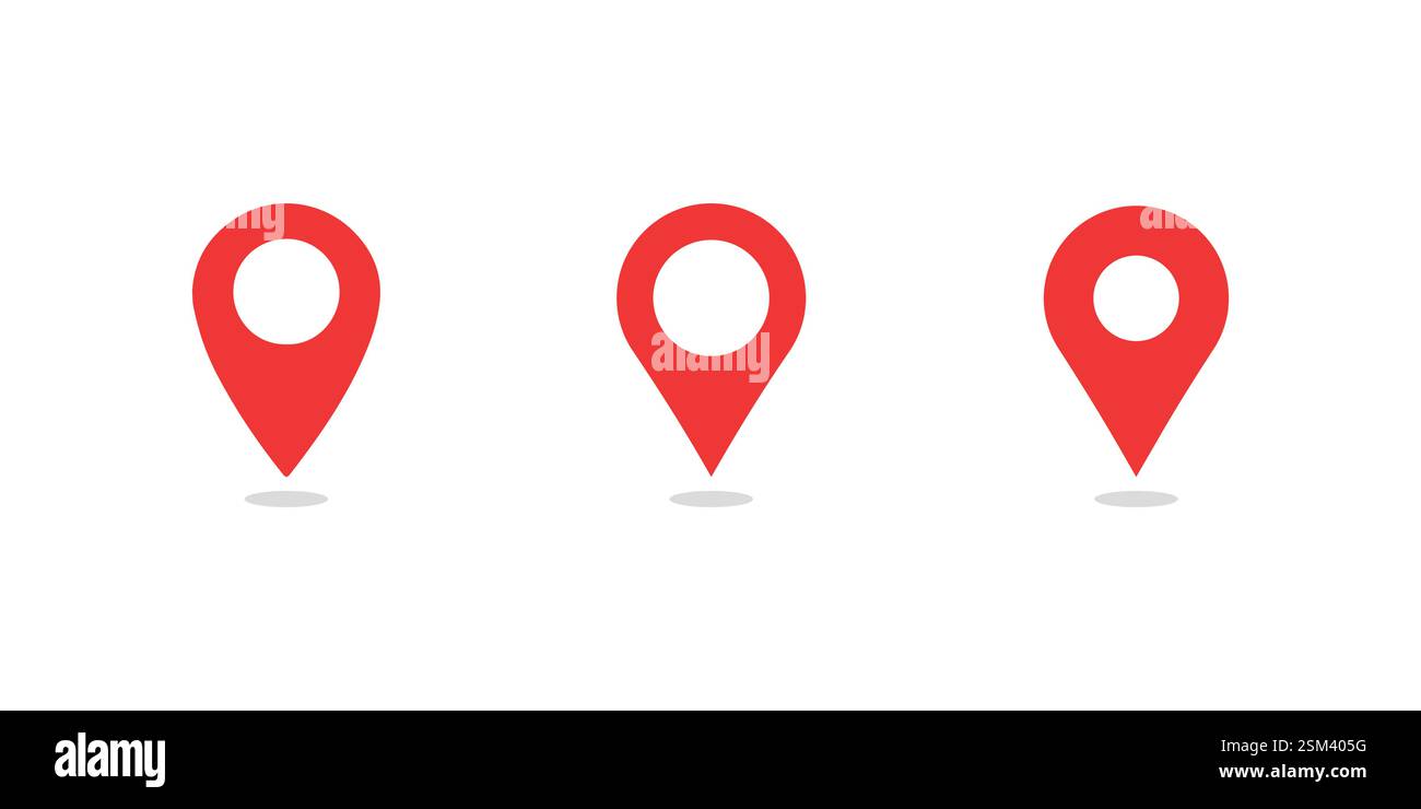 Set of location icons. A red location pin. location symbol with ...