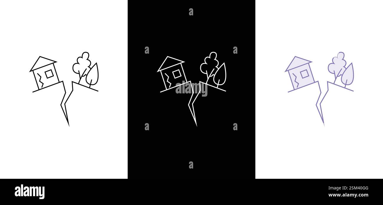 Natural Disaster Line Editable vector. Earth quake vector icon Stock ...