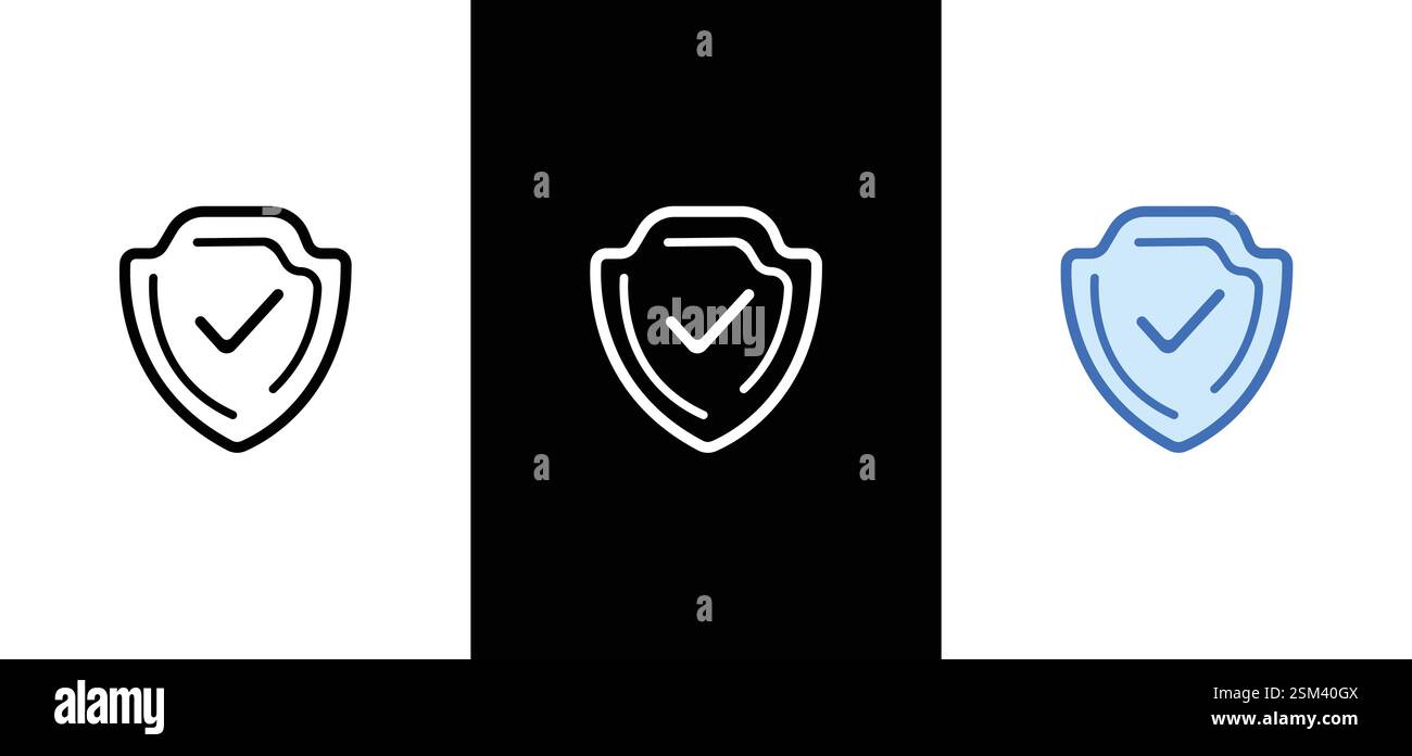 Shield check mark icon . Protection secure lock vector sign. Security and privacy symbol. Secure ...