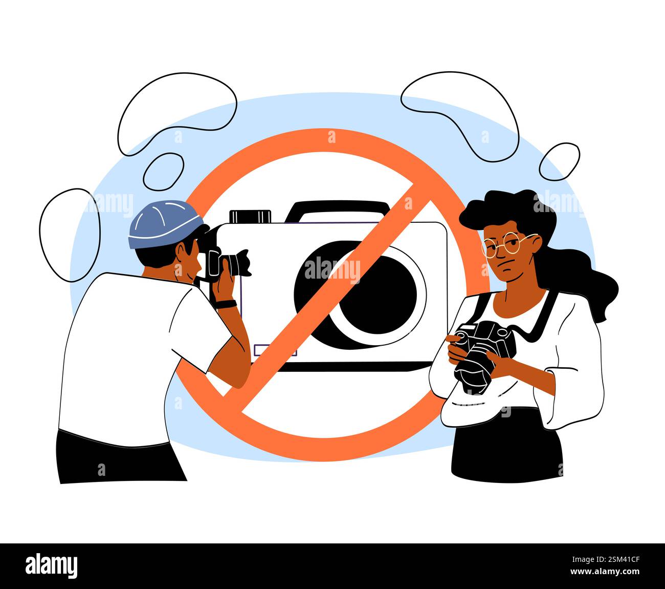 Photographers facing a no-photography restriction sign Stock Vector ...
