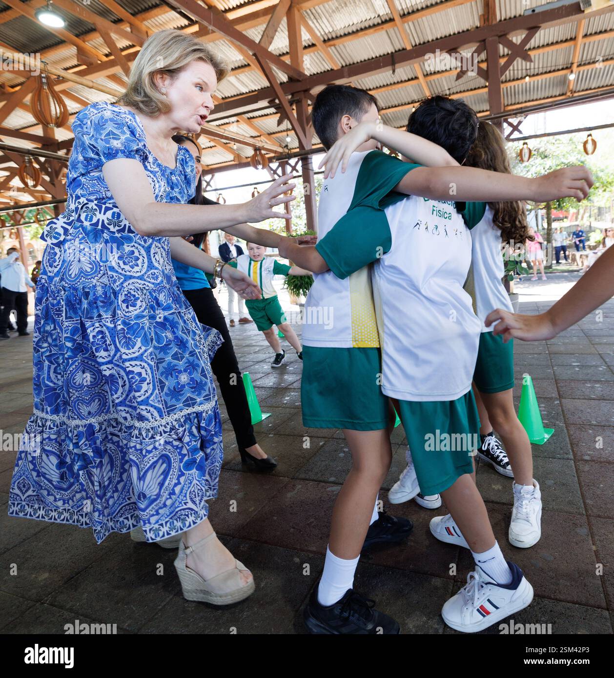 Mora, Costa Rica. 12th Feb, 2025. Queen Mathilde of Belgium meets ...