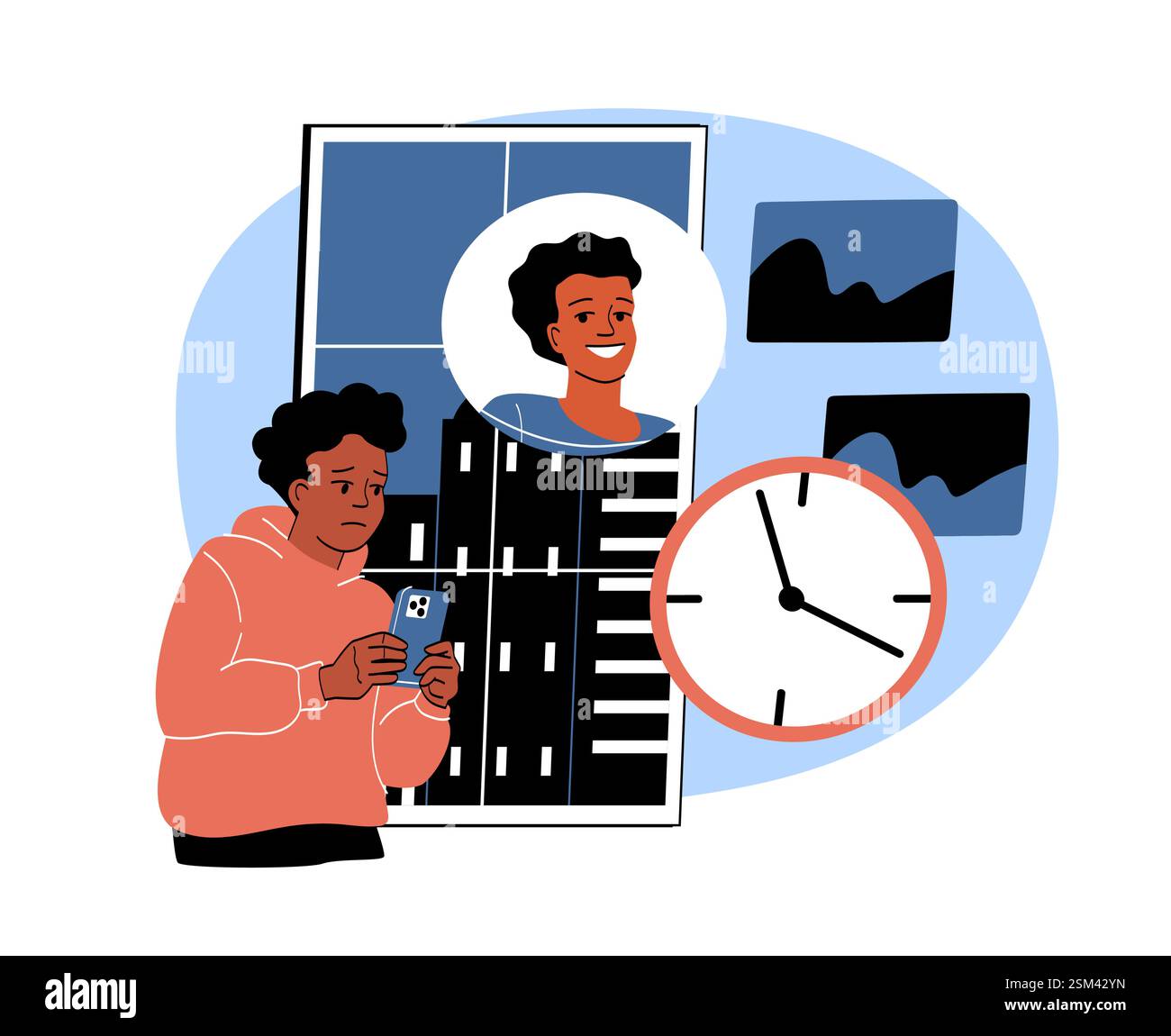 Social media comparison and self-esteem concept Stock Vector Image ...