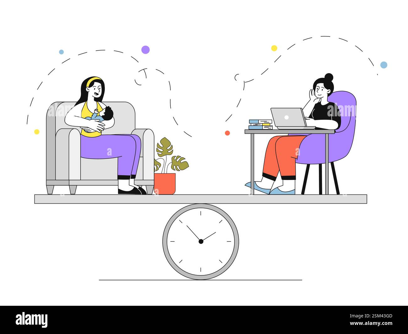 Work life balance seesaw Stock Vector Images - Alamy