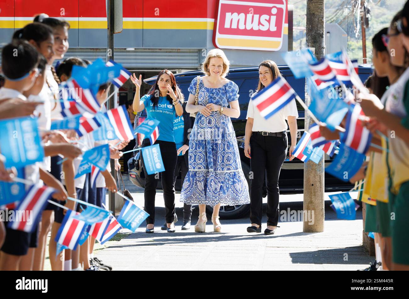 Mora, Costa Rica. 12th Feb, 2025. Queen Mathilde of Belgium pictured ...