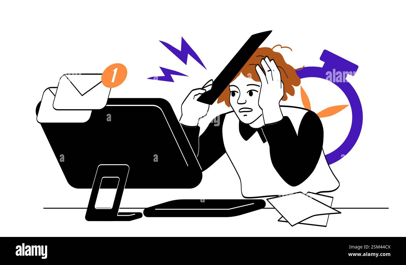 Email overload Stock Vector Images - Alamy