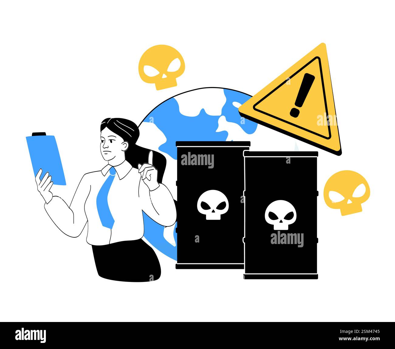 Environmental hazard warning with toxic waste barrels Stock Vector ...