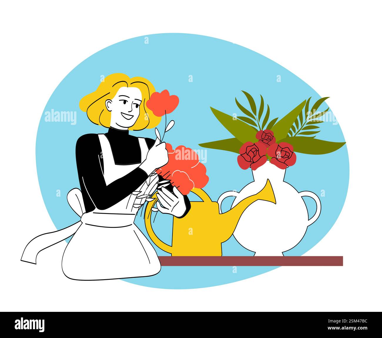 Woman arranging at home Stock Vector Images - Alamy