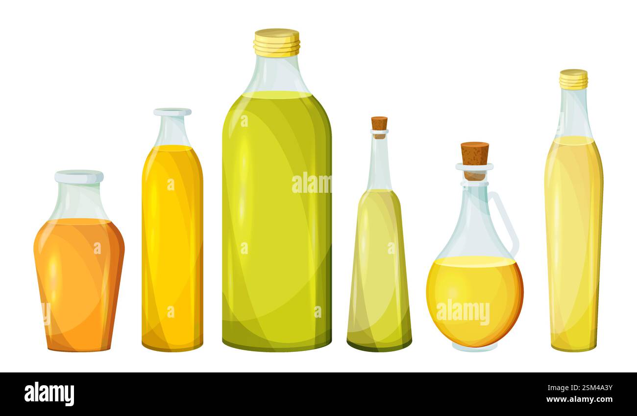 Various bottles of oil in different shapes and sizes Stock Vector Image ...