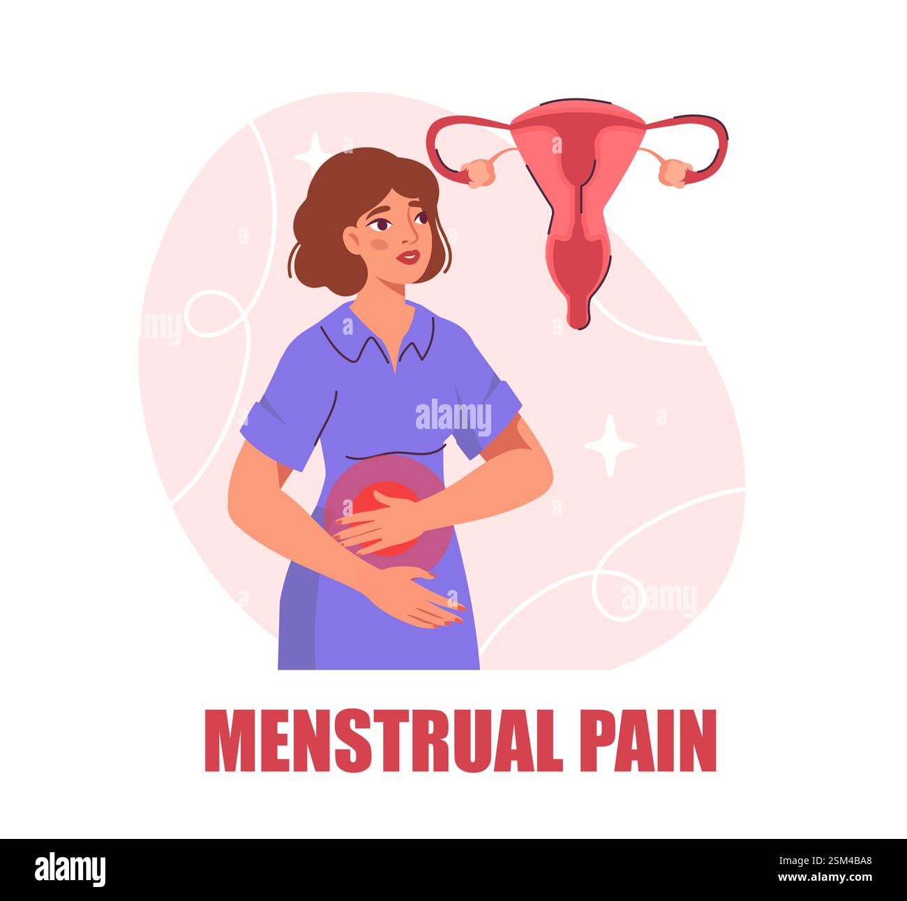 Stomach ache symptom woman Stock Vector Images - Alamy