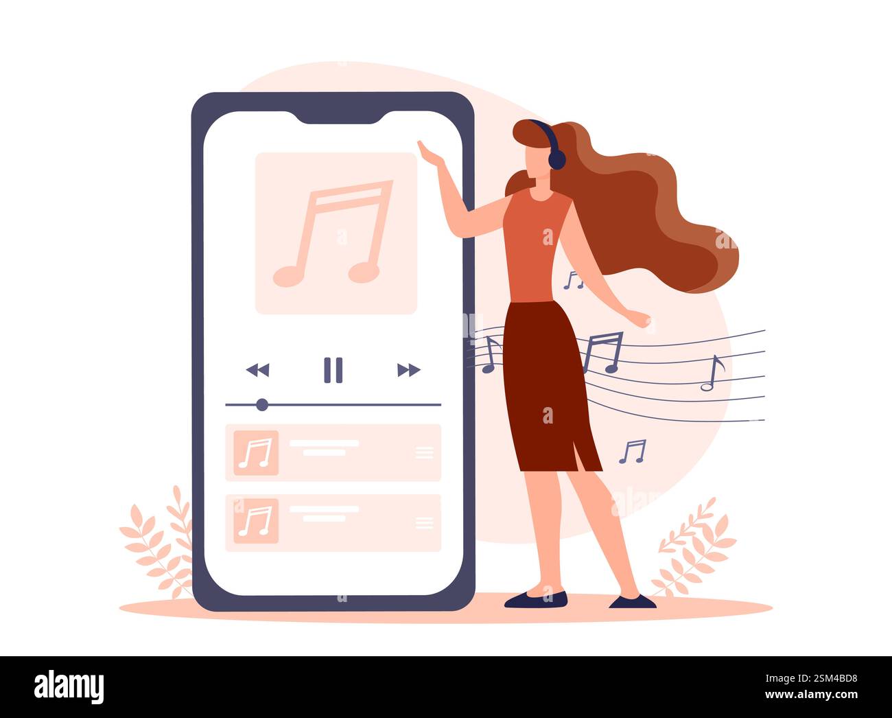 Music woman and headphones Stock Vector Images - Alamy