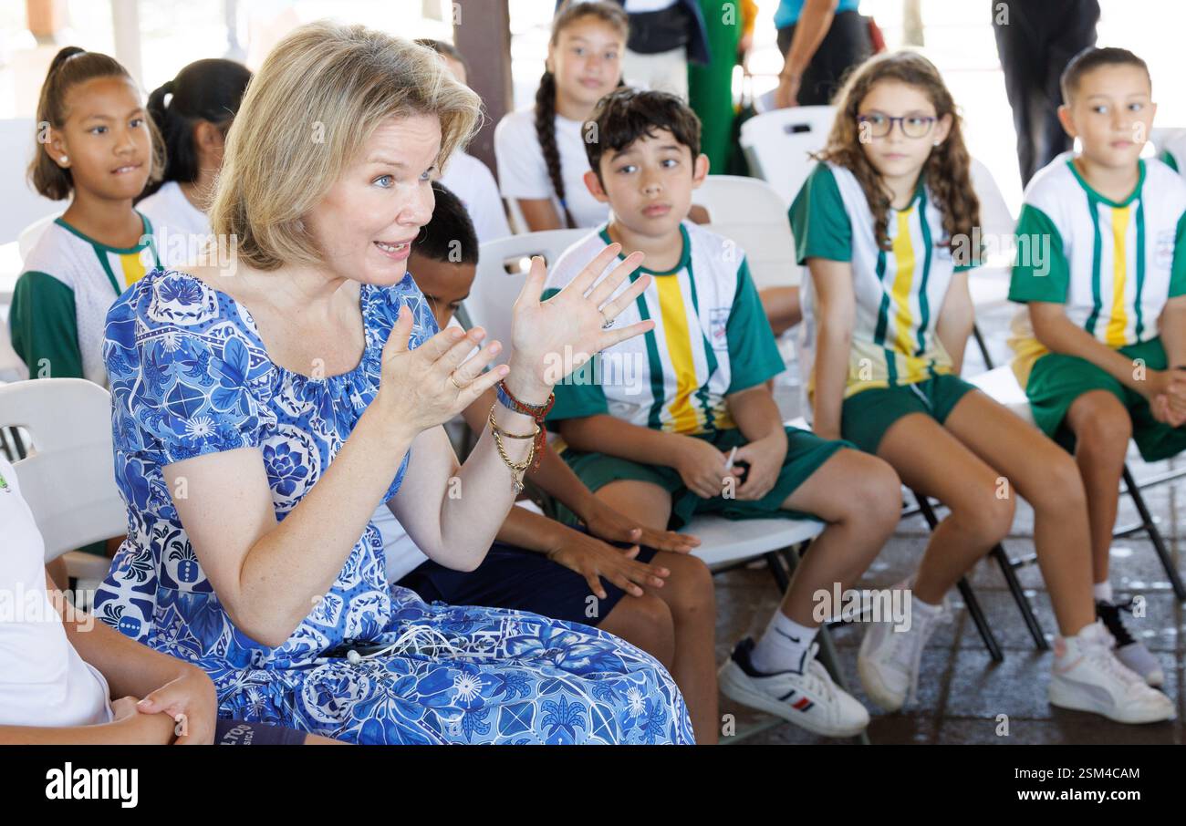 San Jose, Costa Rica. 12th Feb, 2025. Queen Mathilde of Belgium ...