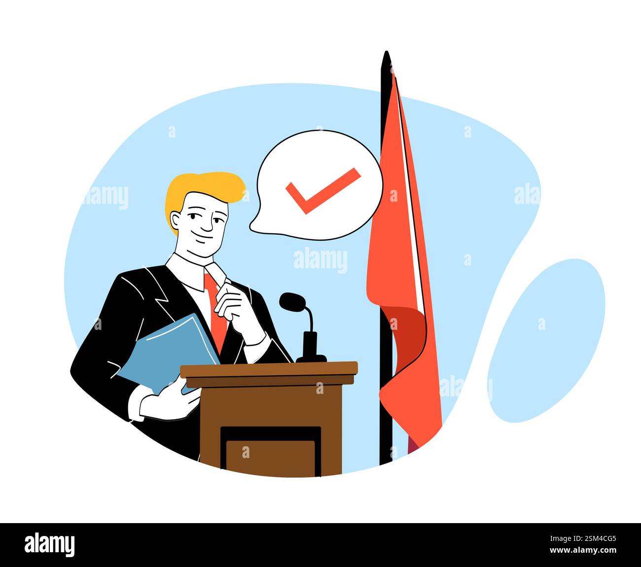 Confident politician giving speech at podium Stock Vector Image & Art ...
