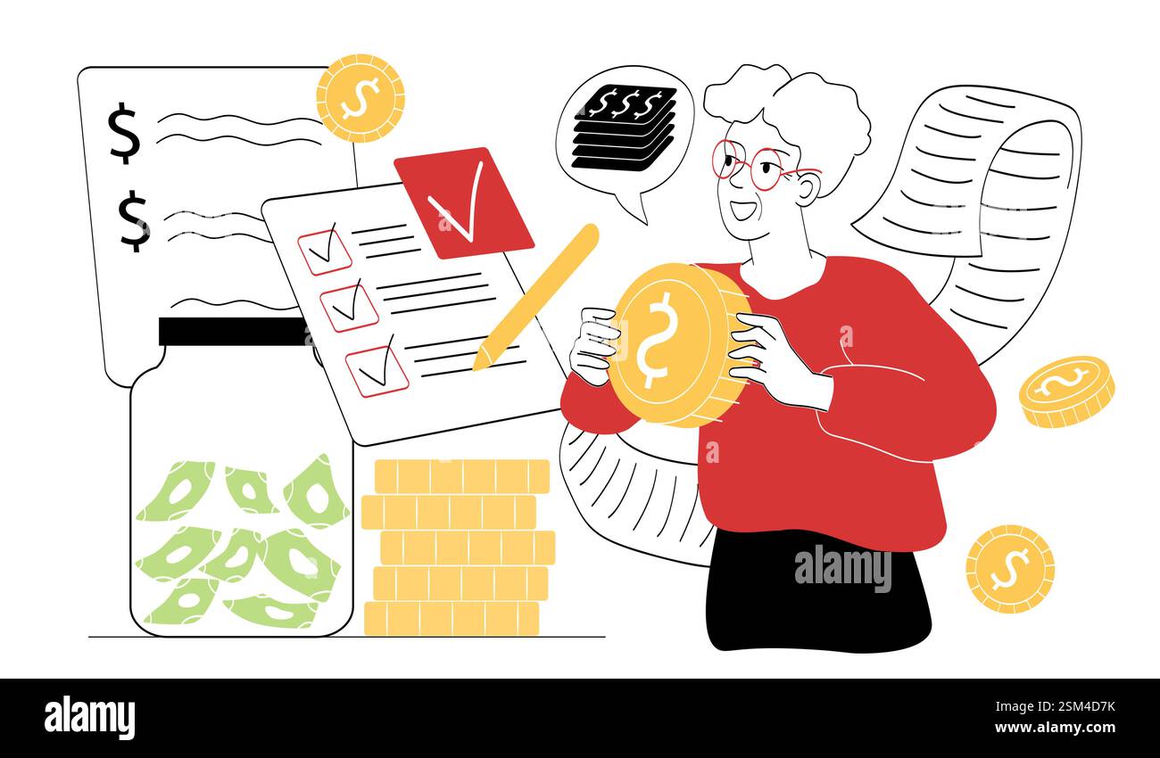 Financial planning and budgeting concept illustration Stock Vector ...