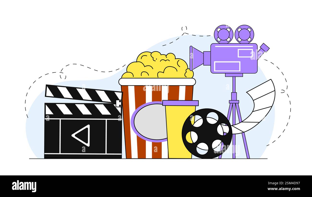 Cinema and filmmaking elements in modern flat design Stock Vector Image ...