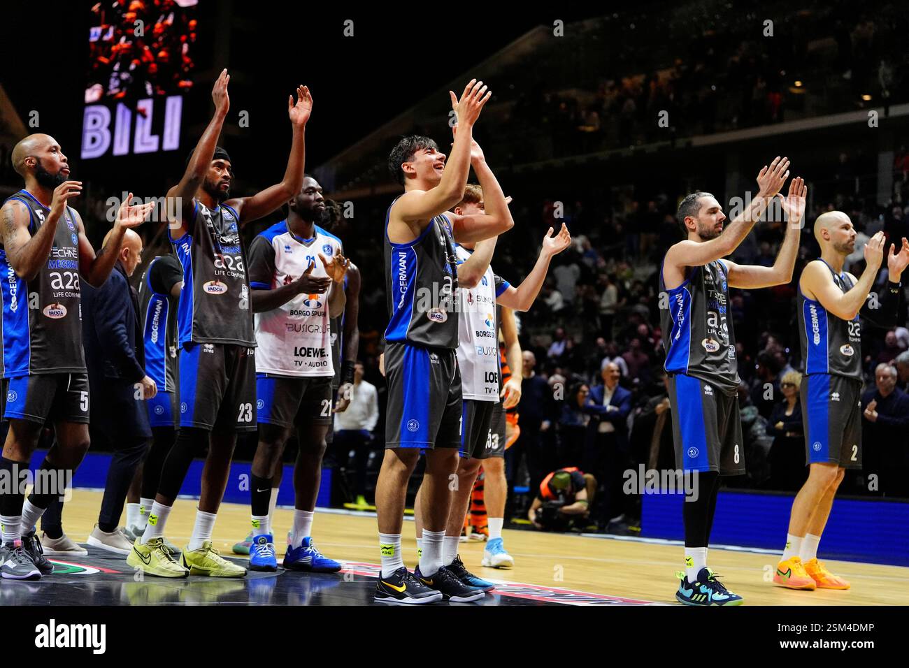 Torino, Italia. 12th Feb, 2025. Germani Pallacanestro Brescia players ...