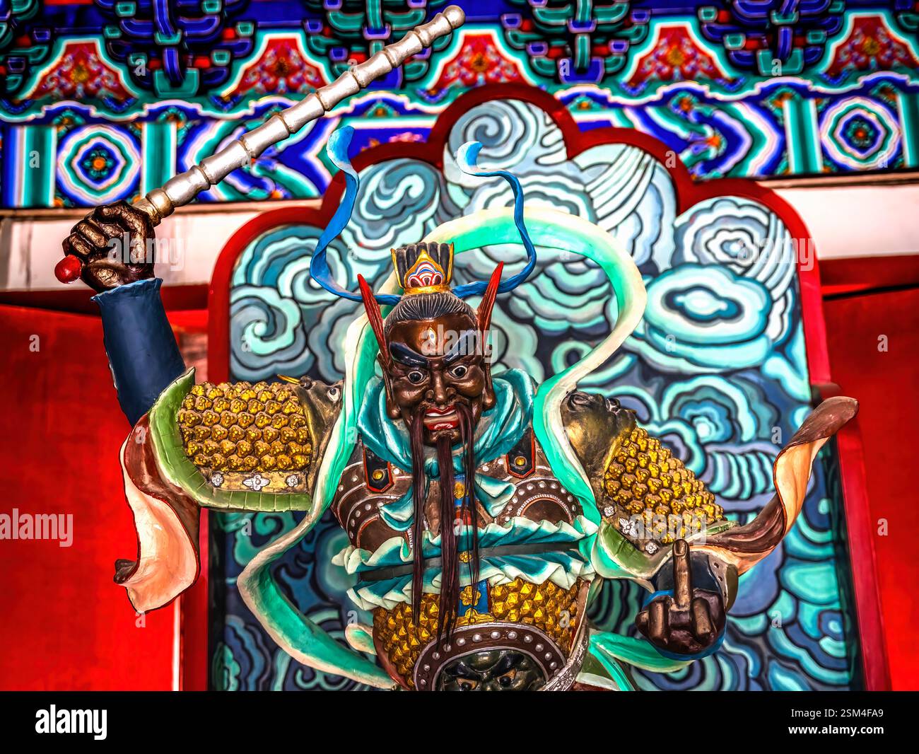 Colorful Entrance Guardian Statue Tianhou Queen of Heaven Taoist Temple ...